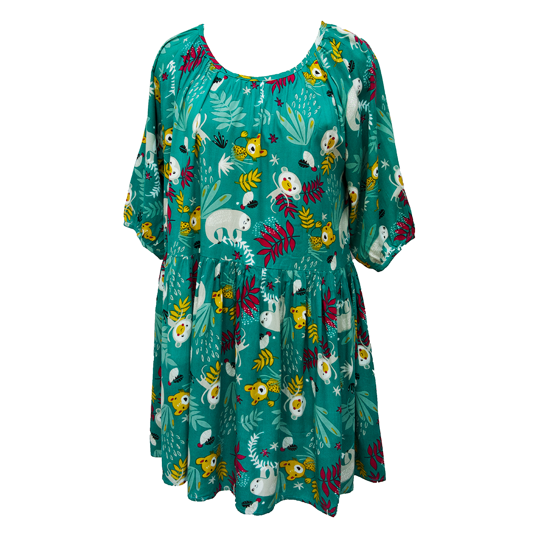 Animals Gathered Dress Size 12-30 F4 – The Global Mandala Clothing Co.